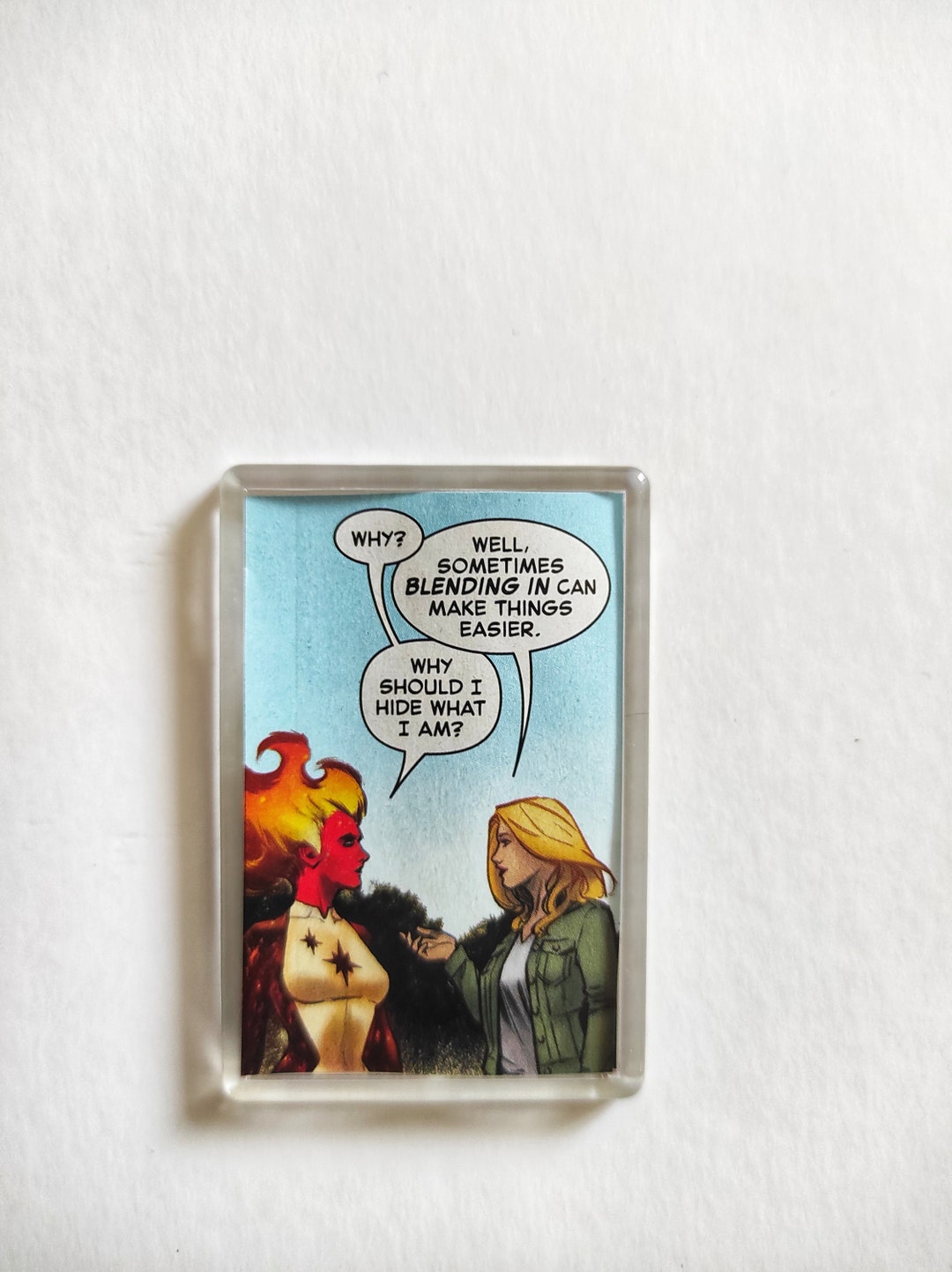 Captain Marvel Binary Why Hide Who I Am Fridge Magnet Mini Frame ...