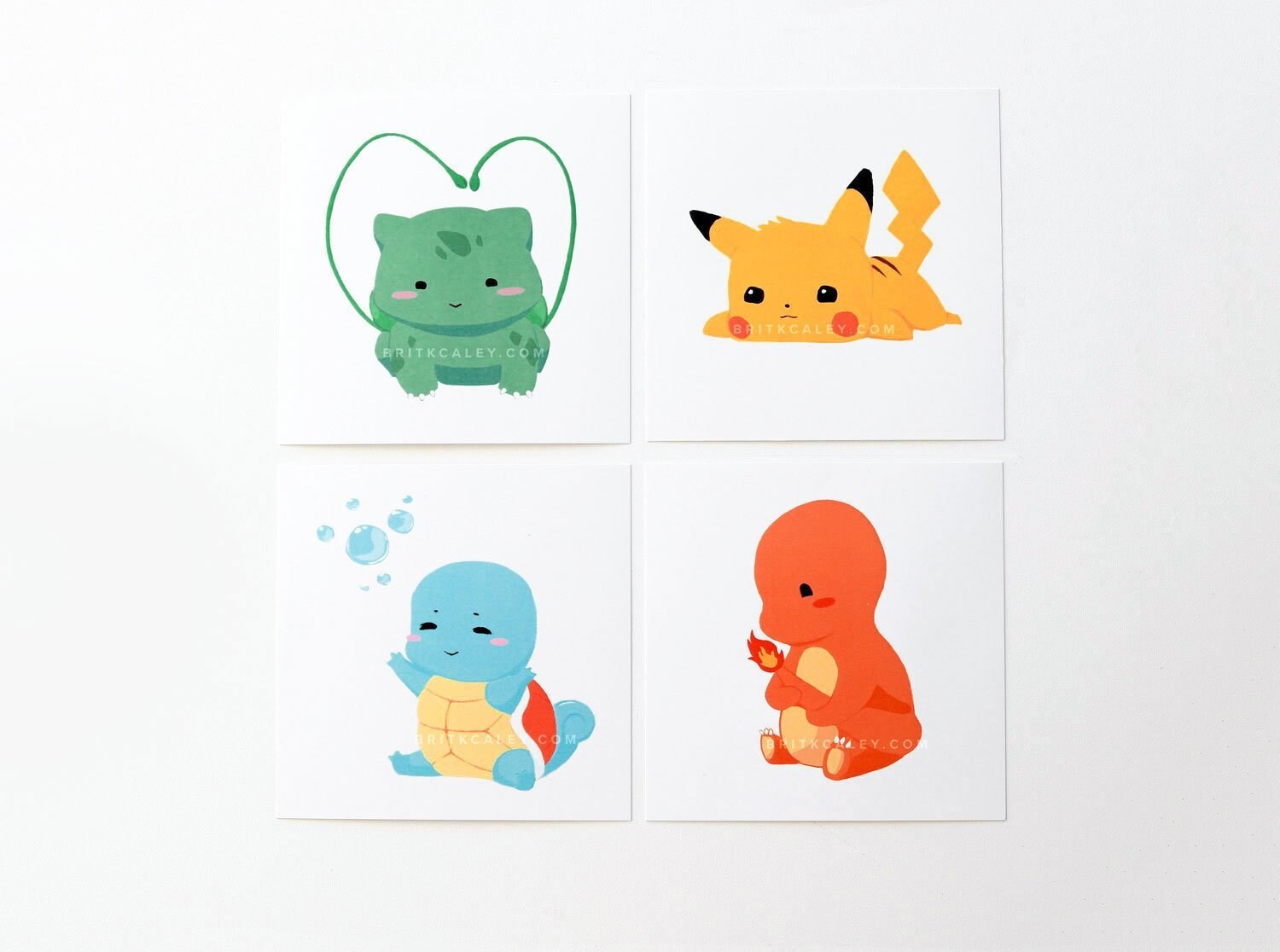 Pokemon Chibi Prints Art Kanto Starter Pokemon 5x5 | Etsy