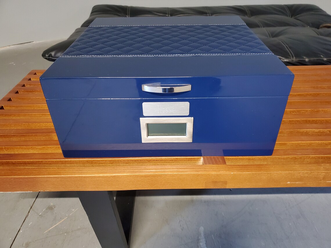 High End Black or Blue Humidor Cigar Box Holds 300 Cigars | Etsy