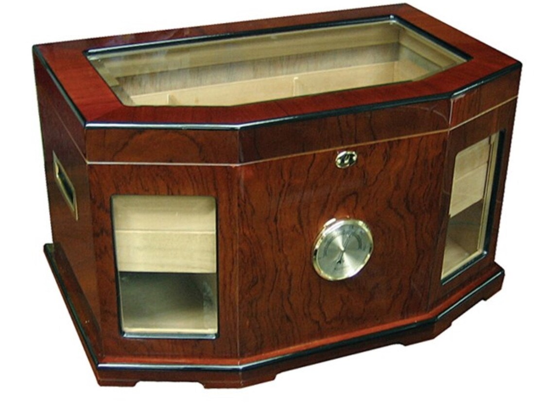 Distinguished Cigar Humidor Chest for Retirement Glass Top | Etsy