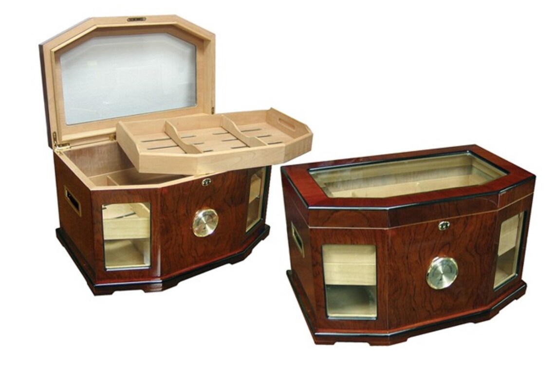 Distinguished Cigar Humidor Chest for Retirement Glass Top - Etsy