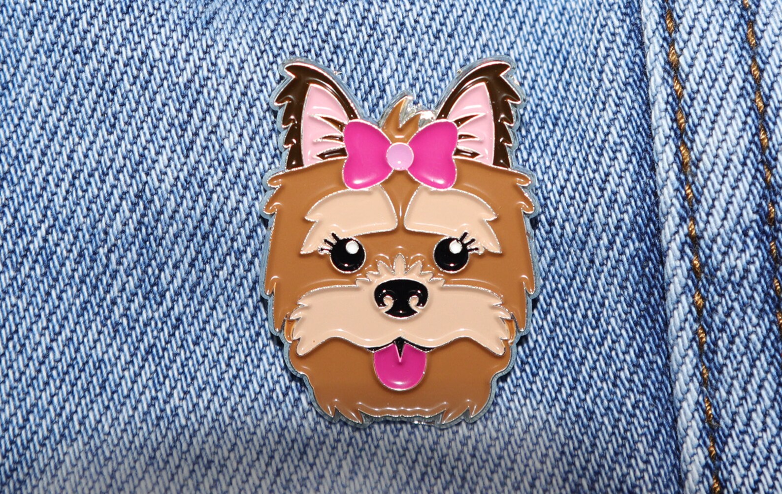 Yorkshire Terrier Enamel Pin Yorkie With Bow Pin Gift - Etsy