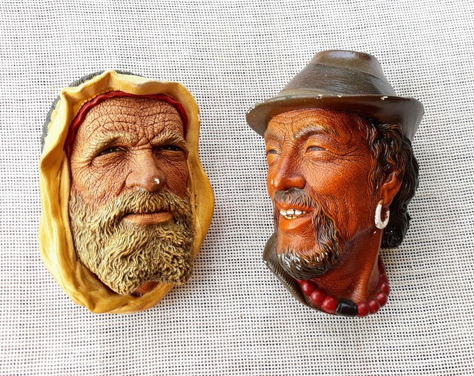 Bossons Persian and Tibetan Chalkware Bust Face Head Sculpture Vintage ...