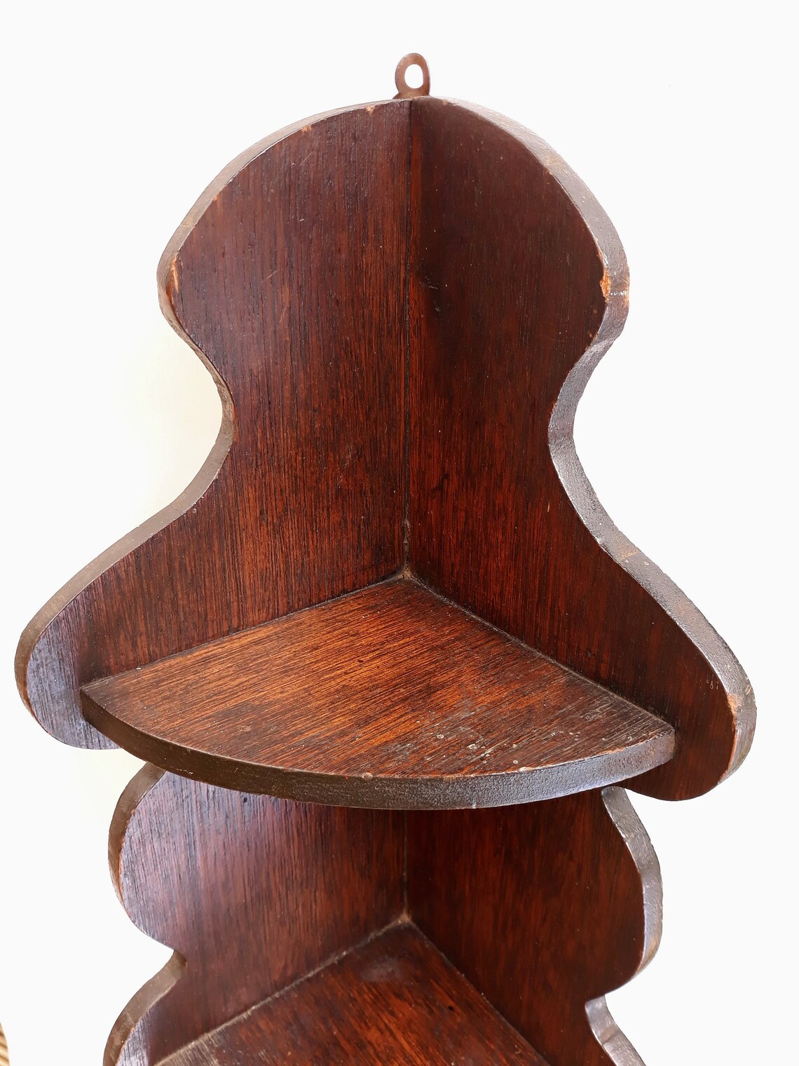 Vintage Solid Wood Corner Wall Shelf Hand Crafted Dark Stain - Etsy