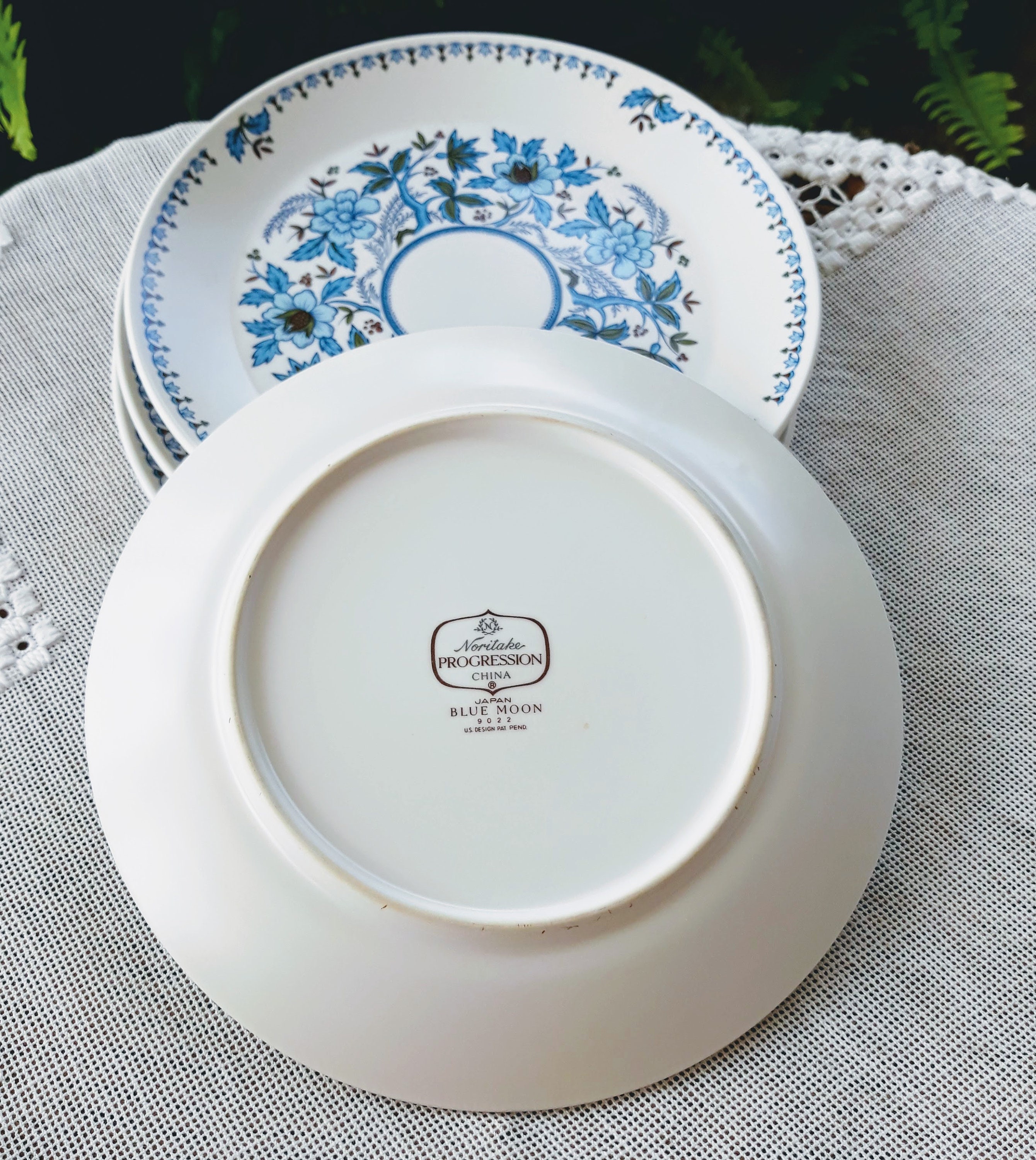 Noritake Progression BLUE MOON Set of 4 Salad Lunch Plates 8 3/8 Inch ...