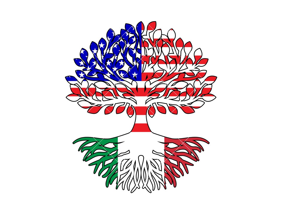 USA Italy Flag Roots Art Digital Vector .eps, .dxf, .svg .png Vinyl ...