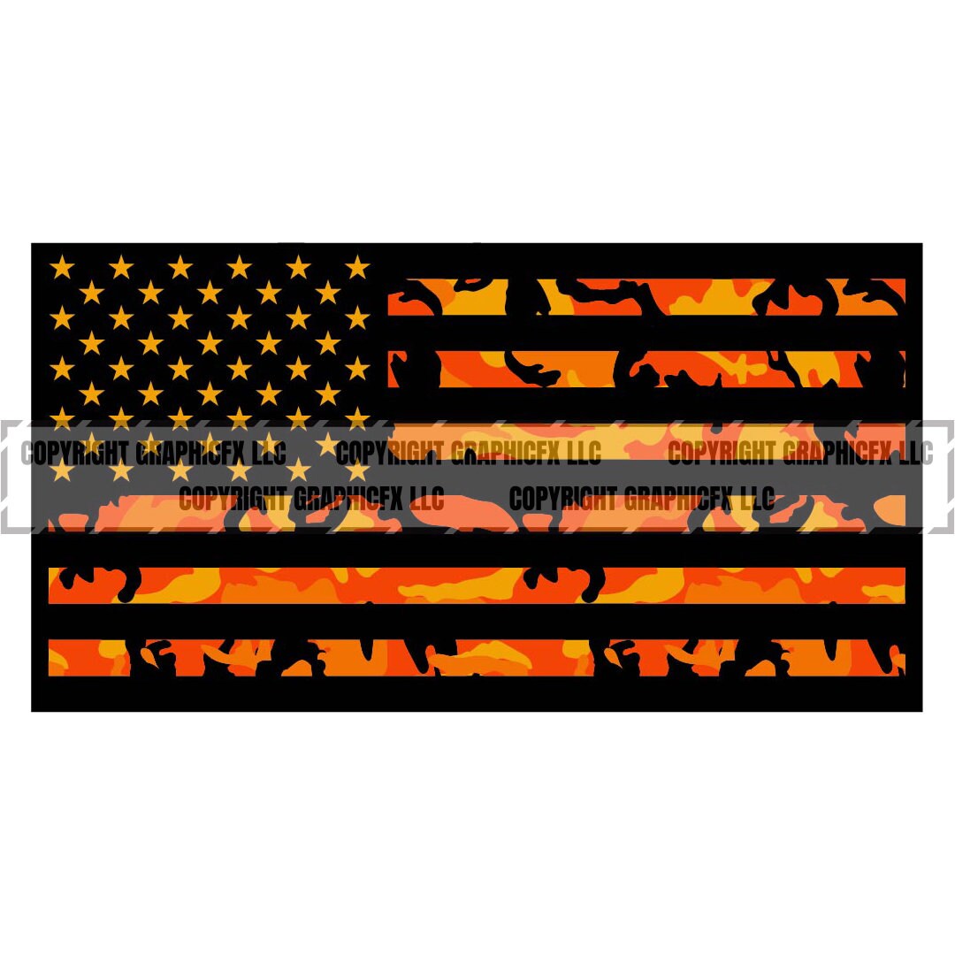 USA Flag Hunter Orange Camo Camouflage American America Military Army ...