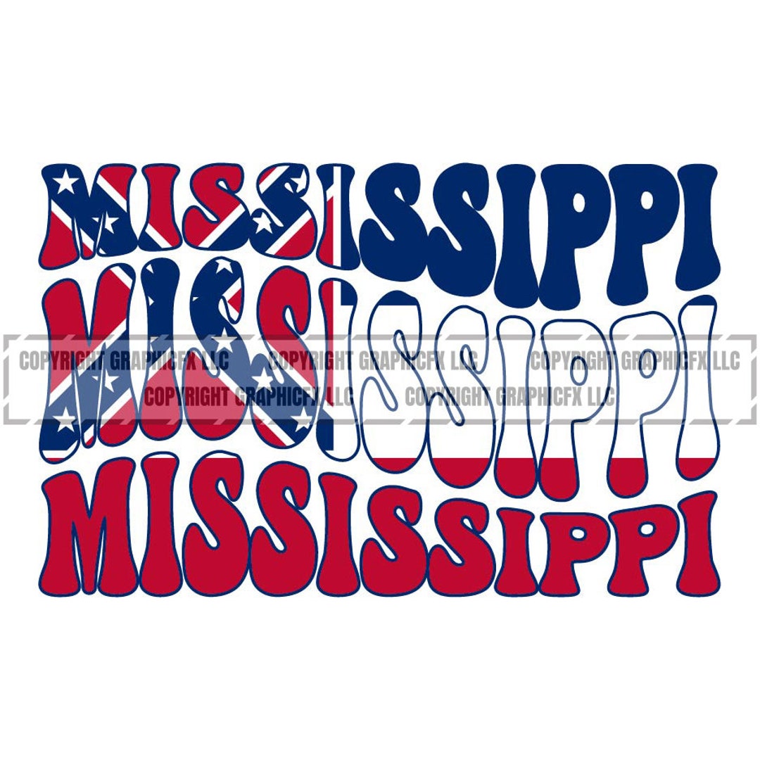 Mississippi Flag Wavy Word Art INSTANT DOWNLOAD 1 Vector .eps, .dxf ...