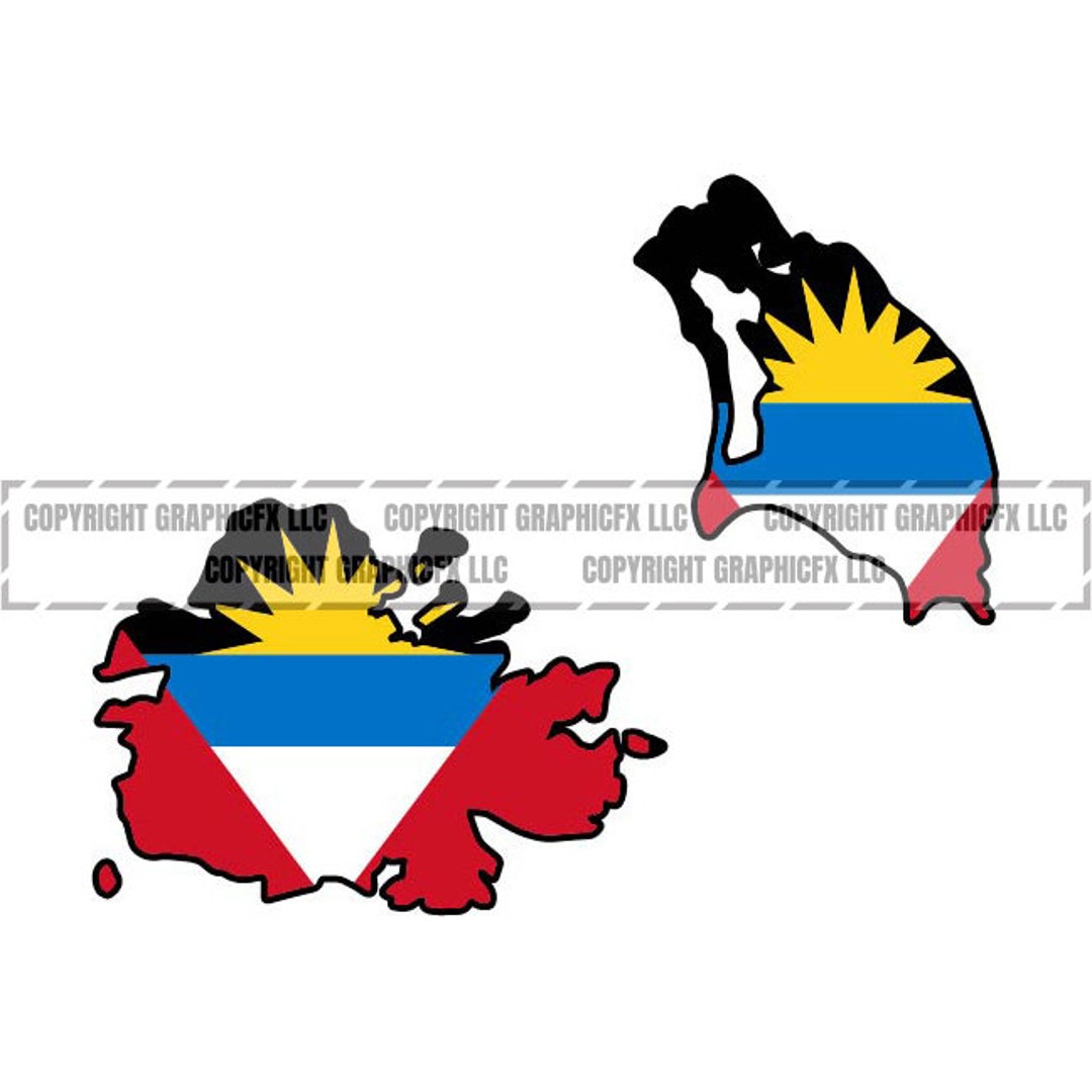 Antigua and Barbuda Flag Shape Vector .eps, .dxf, .svg .png. Vinyl ...