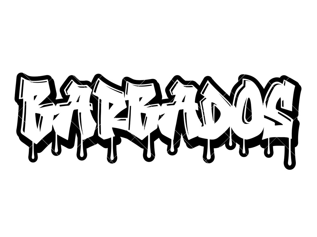 Barbados Graffiti Flag Black and White Text Word Art Vector .eps, .dxf ...