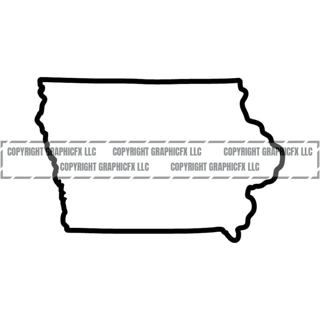 Iowa State Outline INSTANT DOWNLOAD Vector .eps, .dxf, .svg .png. Vinyl ...