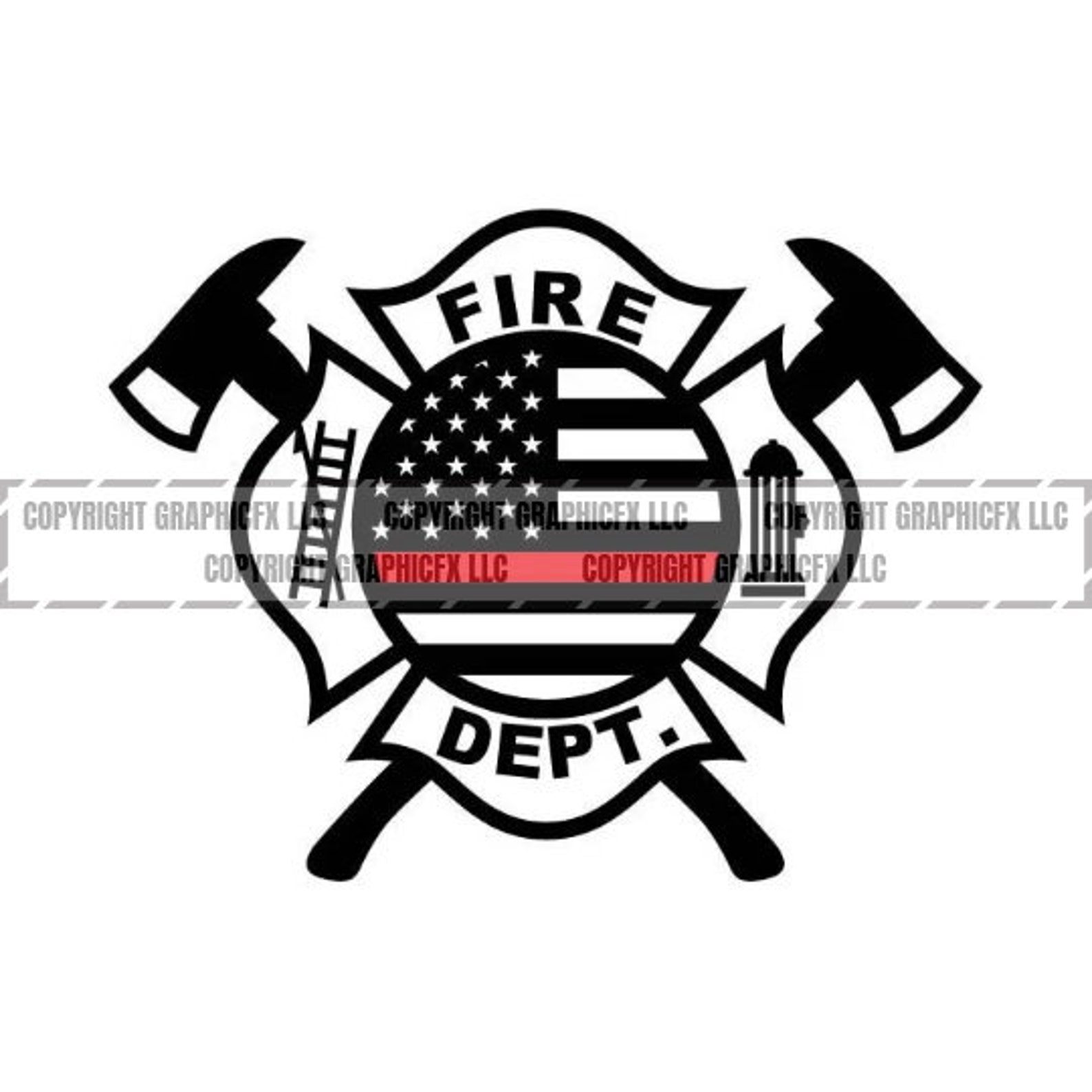 Thin Red Line Fire Dept. Logo, Vector Graphic (digital Download) - Etsy