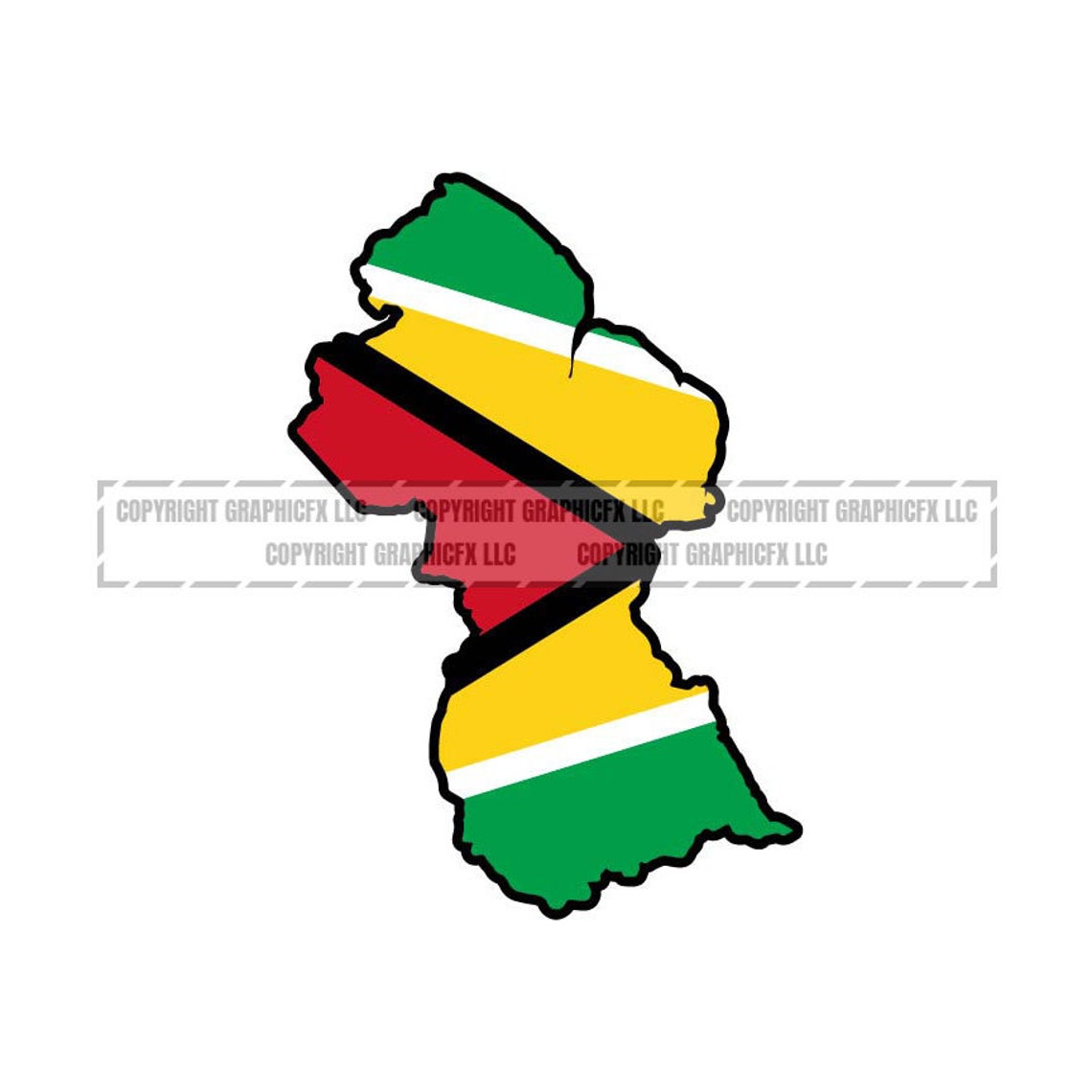 Guyana Flag Country Vector .eps .dxf .svg .png. Vinyl Cutter - Etsy