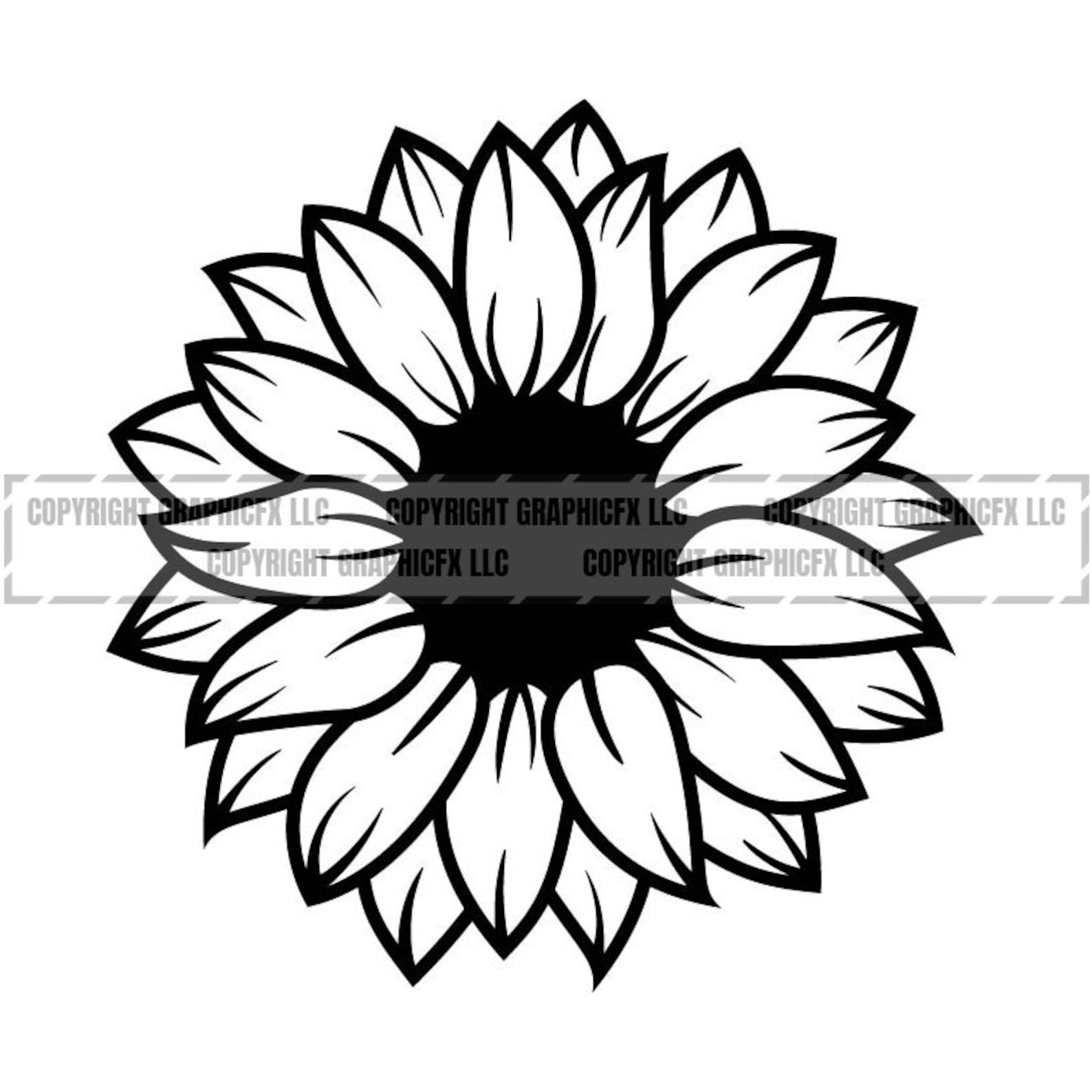 Sunflower Digital Download Vector .eps, .dxf, .svg .png Vinyl Cutter ...