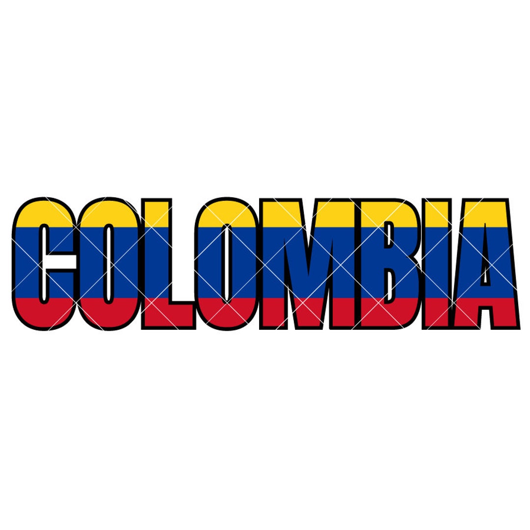 Colombia Flag Word Art Flags Vector .eps, .dxf, .svg .png. Vinyl Cutter ...