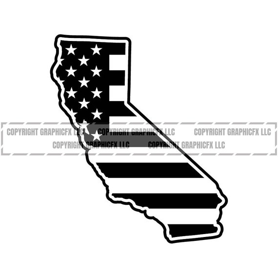 California USA Flag State Outline Vector .eps .dxf .svg - Etsy