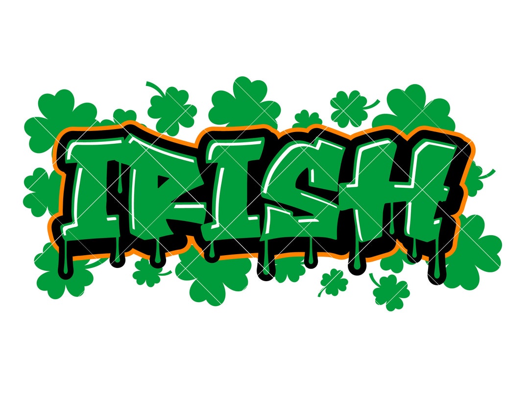 Irish Graffiti Shamrocks Color Text Word Art Vector .eps, .dxf, .svg ...