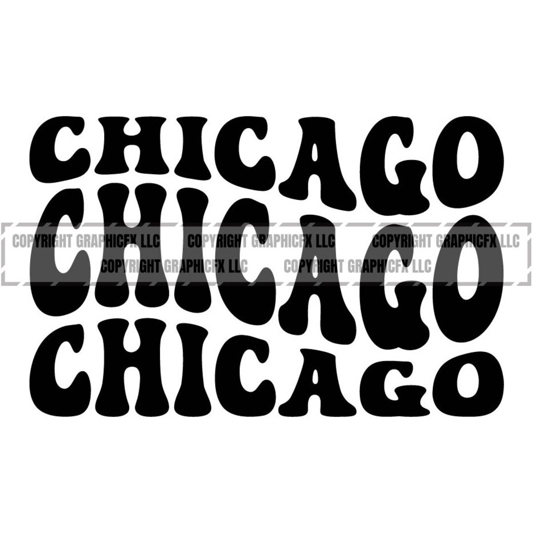 Chicago Flag Wavy Text Art: Vector Files for Vinyl Cutter (digital ...