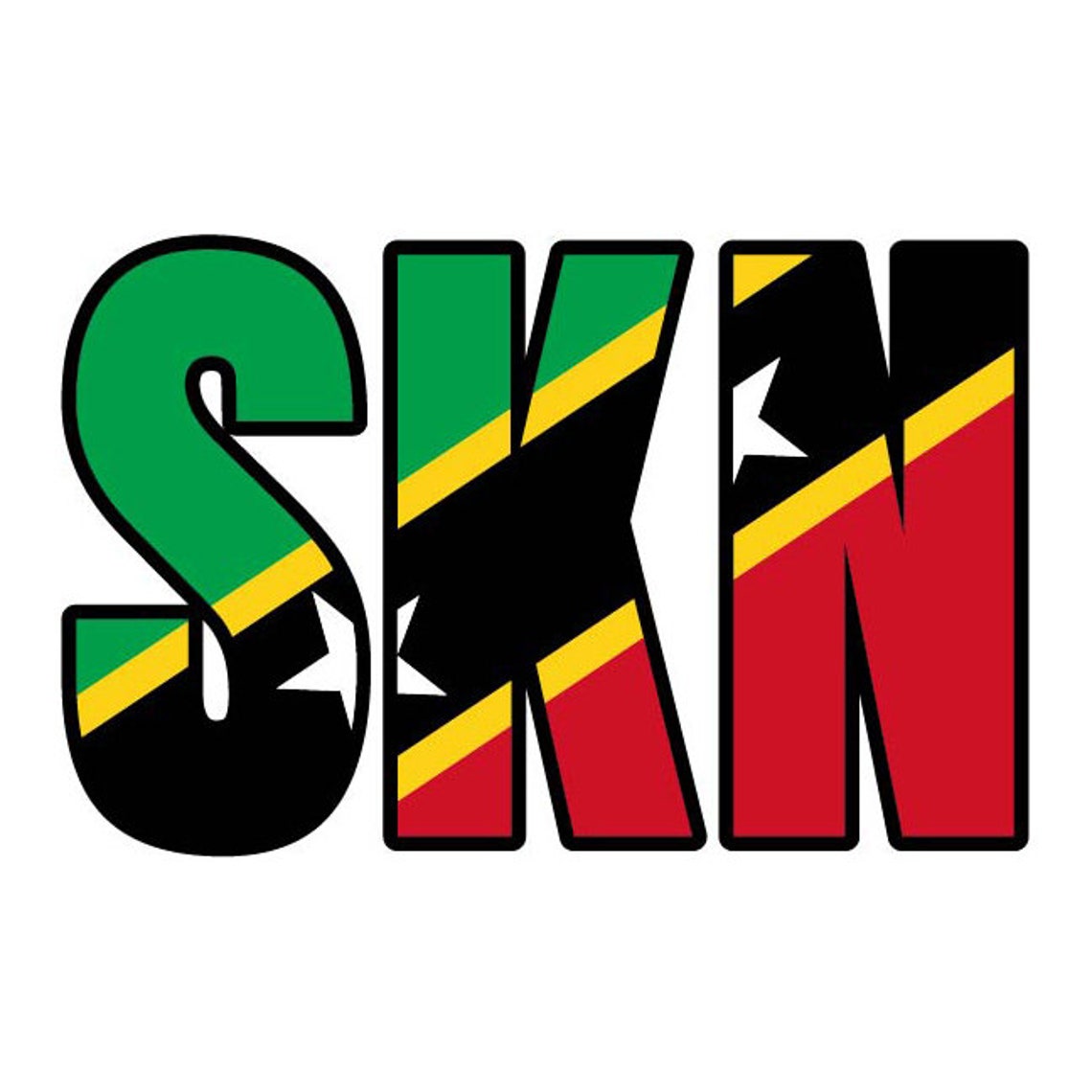 SKN Saint Kitts and Nevis Flag Text Word Art Island Vector - Etsy