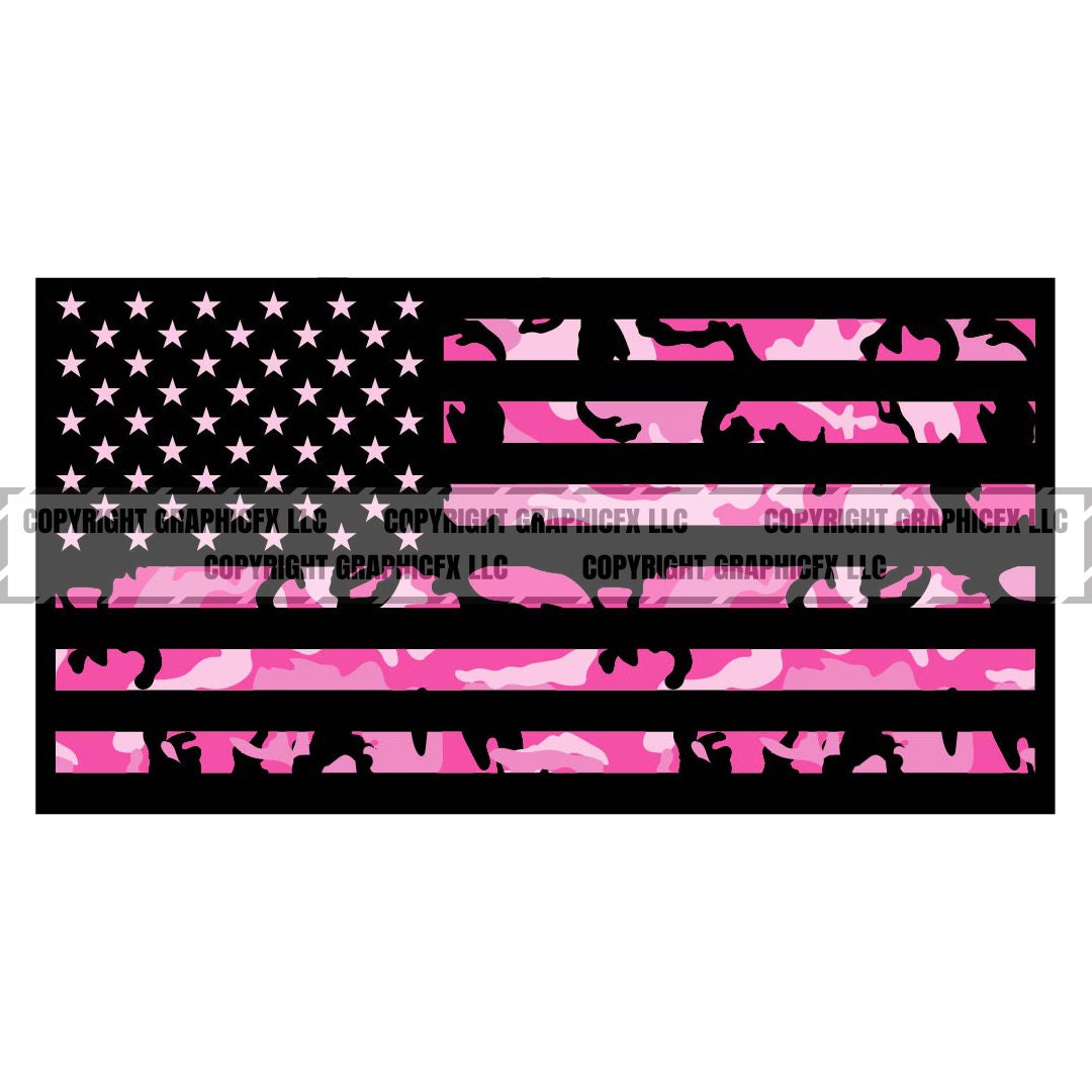 USA Flag Pink Camo Camouflage American America Military Army Marines ...