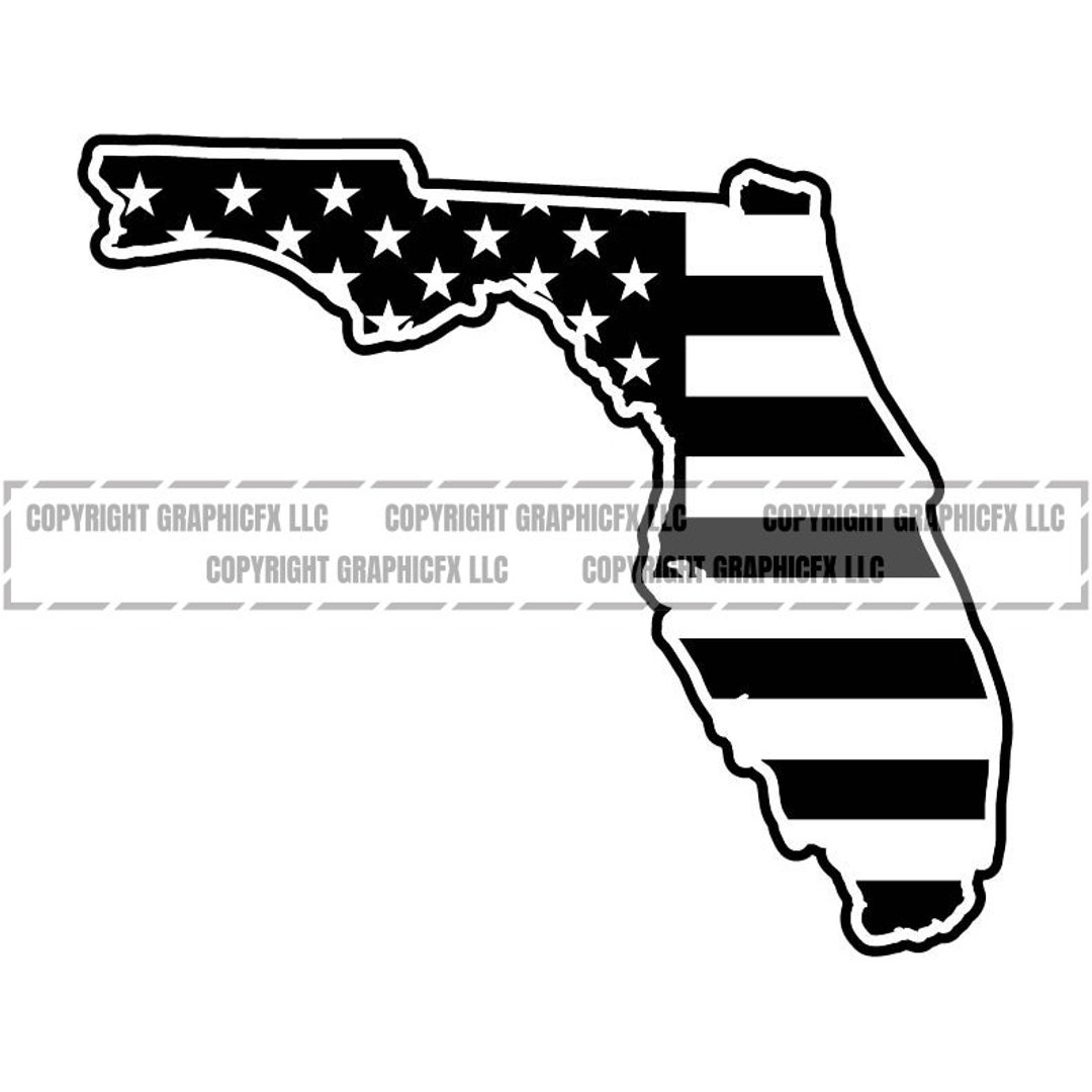 Florida USA Flag State Outline Vector .eps, .dxf, .svg .png. Vinyl ...