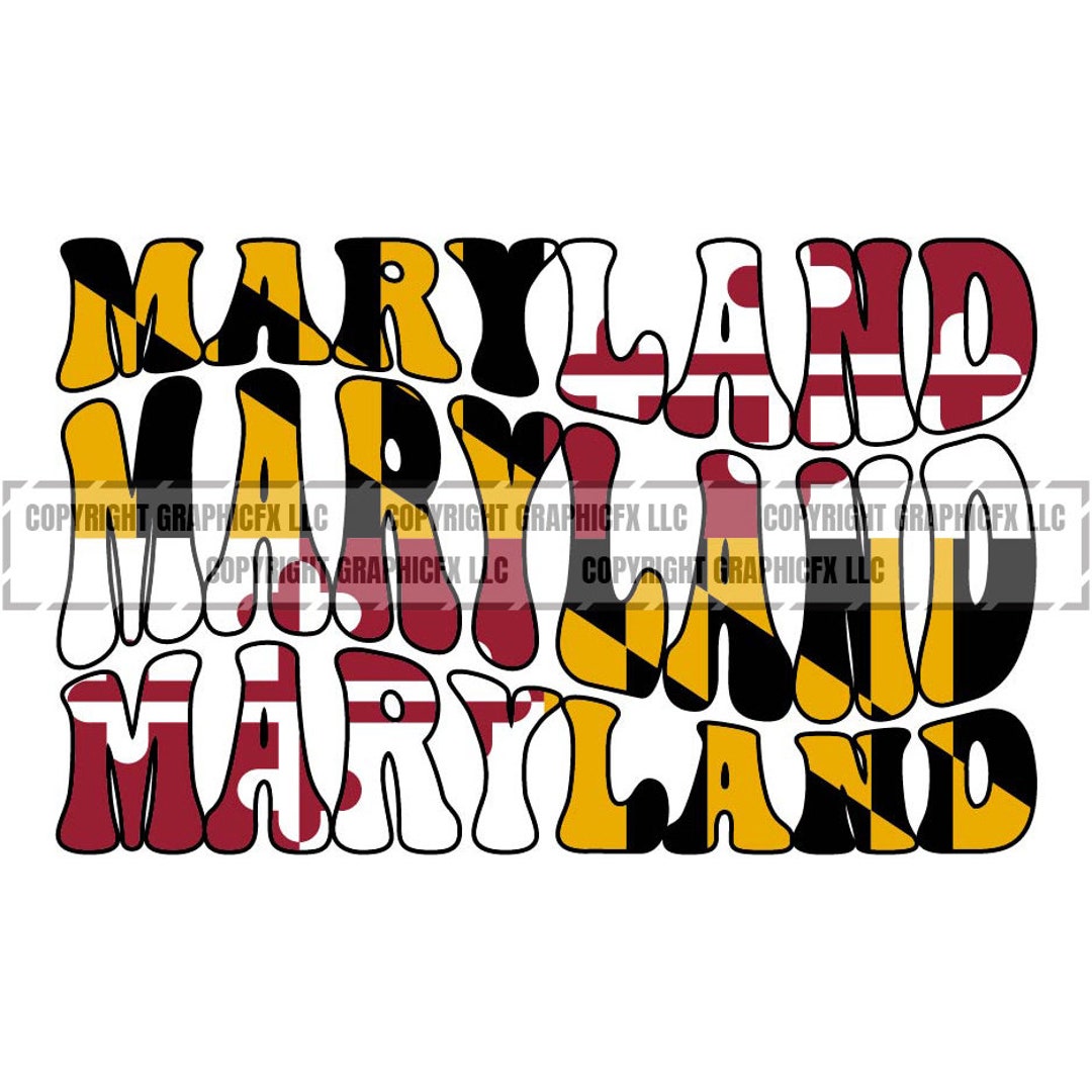 Maryland State Flag Groovy Wavy Word Art Vector .eps, .dxf, .svg .png ...