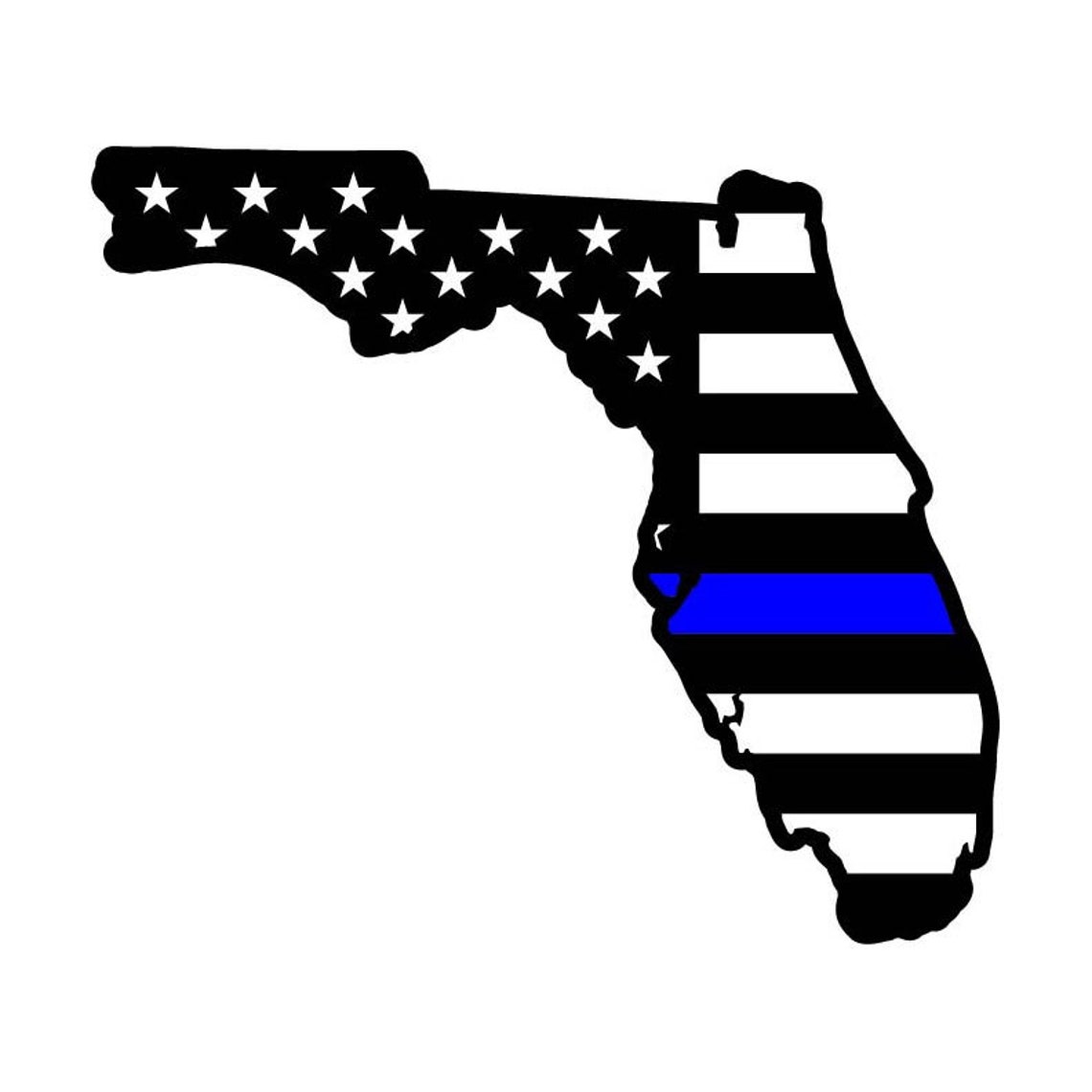 Thin Blue Line Florida USA Flag State Outline Vector .eps, .dxf, .svg ...