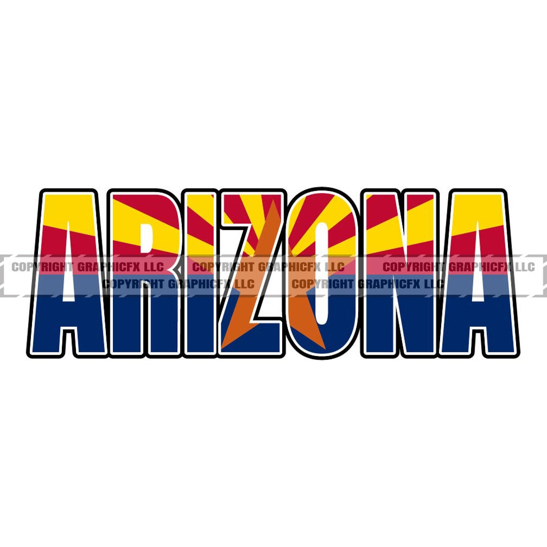 Arizona State Flag Word Art INSTANT DOWNLOAD 1 Vector .eps, .dxf, .svg ...