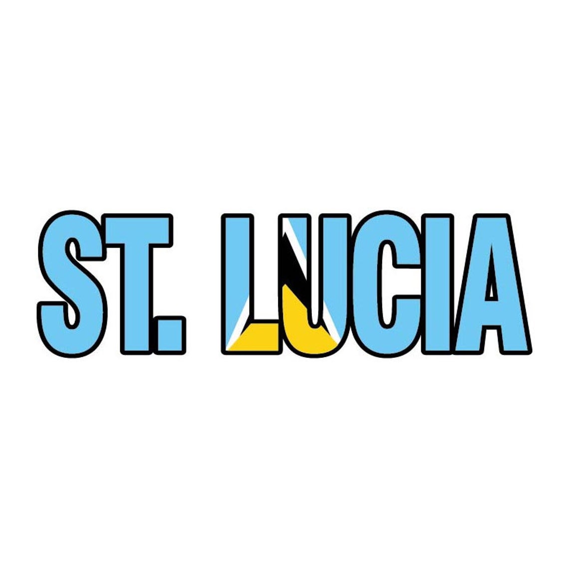 St. Lucia Flag Word Art Vector Saint Lucia .eps, .dxf, .svg .png. Vinyl ...