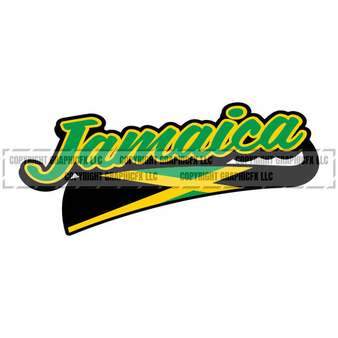 JAMAICA Flag Word With Tail Art Vector .eps, .dxf, .svg .png. Vinyl ...