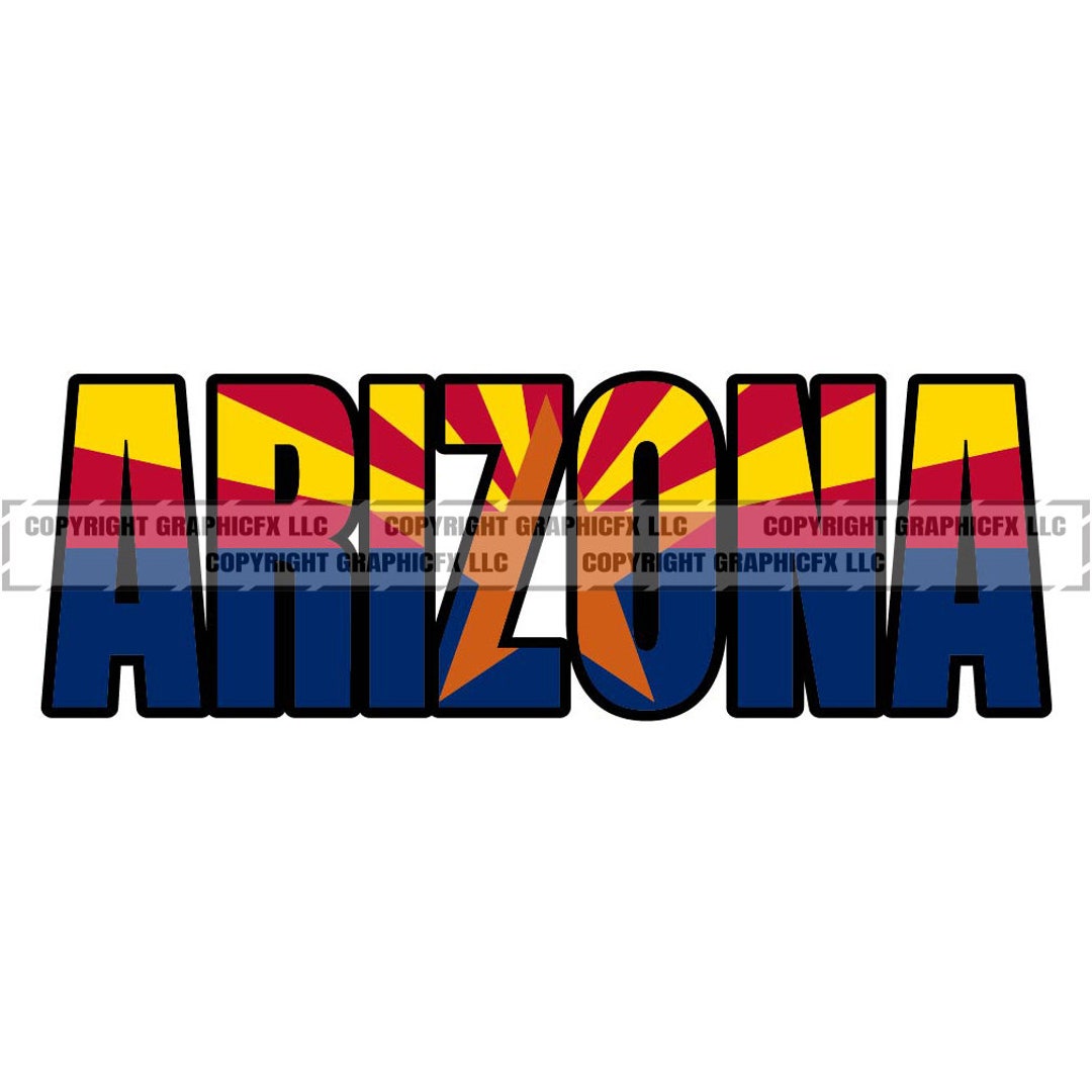 Arizona State Flag Word Art INSTANT DOWNLOAD 1 Vector .eps, .dxf, .svg ...