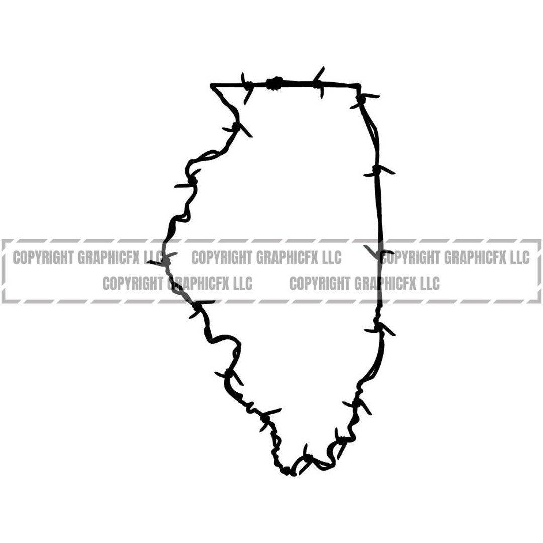 Barbed Wire Illinois Vector Graphic: CNC Clipart, T-shirt Design ...