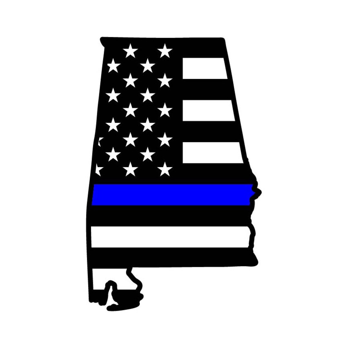 Thin Blue Line Alabama Flag Outline: Vector Graphic (digital Download ...