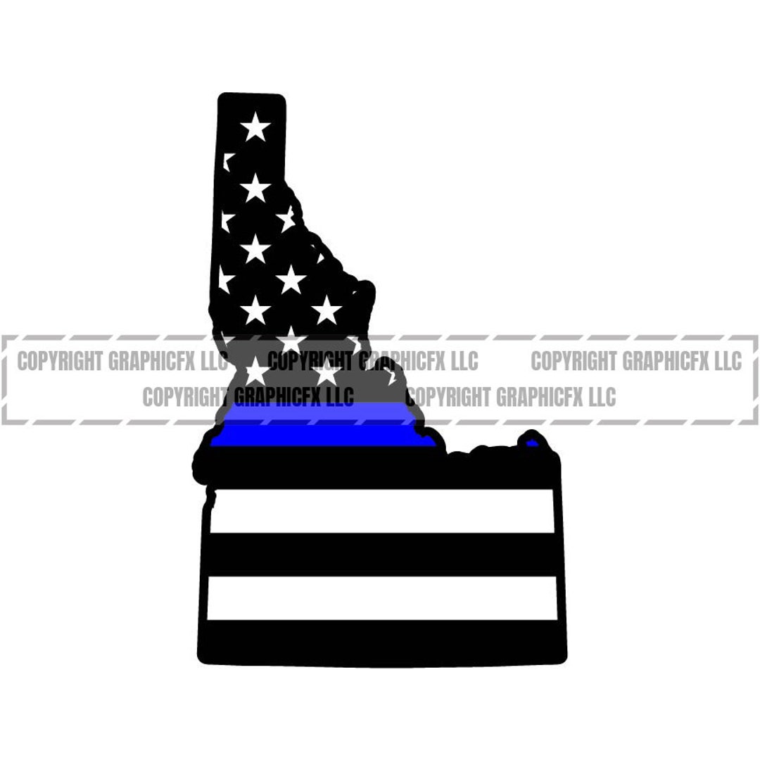 Thin Blue Line Idaho USA Flag State Outline Vector .eps, .dxf, .svg ...