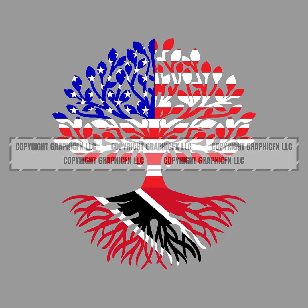 Usa/trinidad and Tobago Flag Roots Art Digital Vector .eps, .dxf, .svg ...
