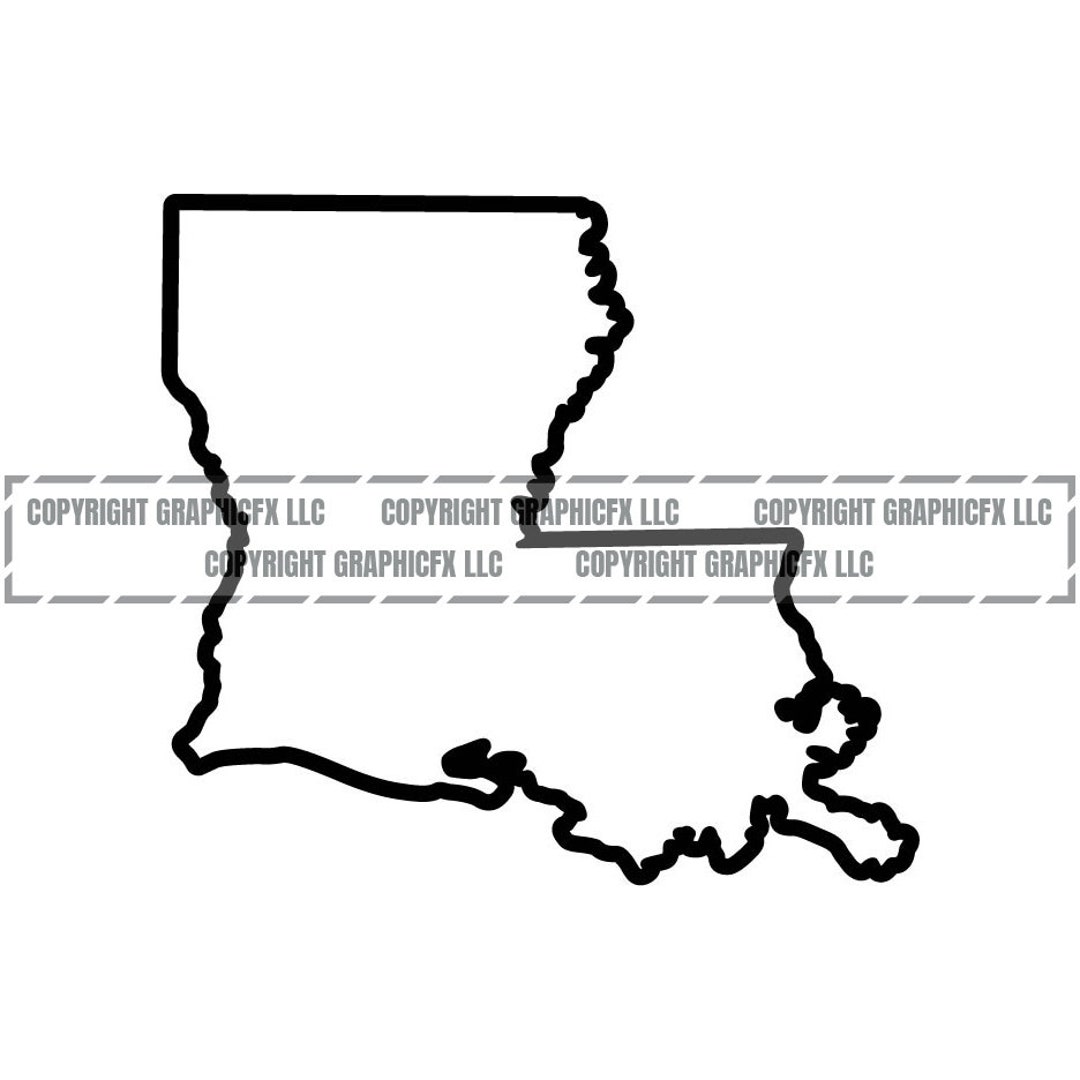 Louisiana State Outline Vector: Vinyl Cutter Ready (digital Download ...