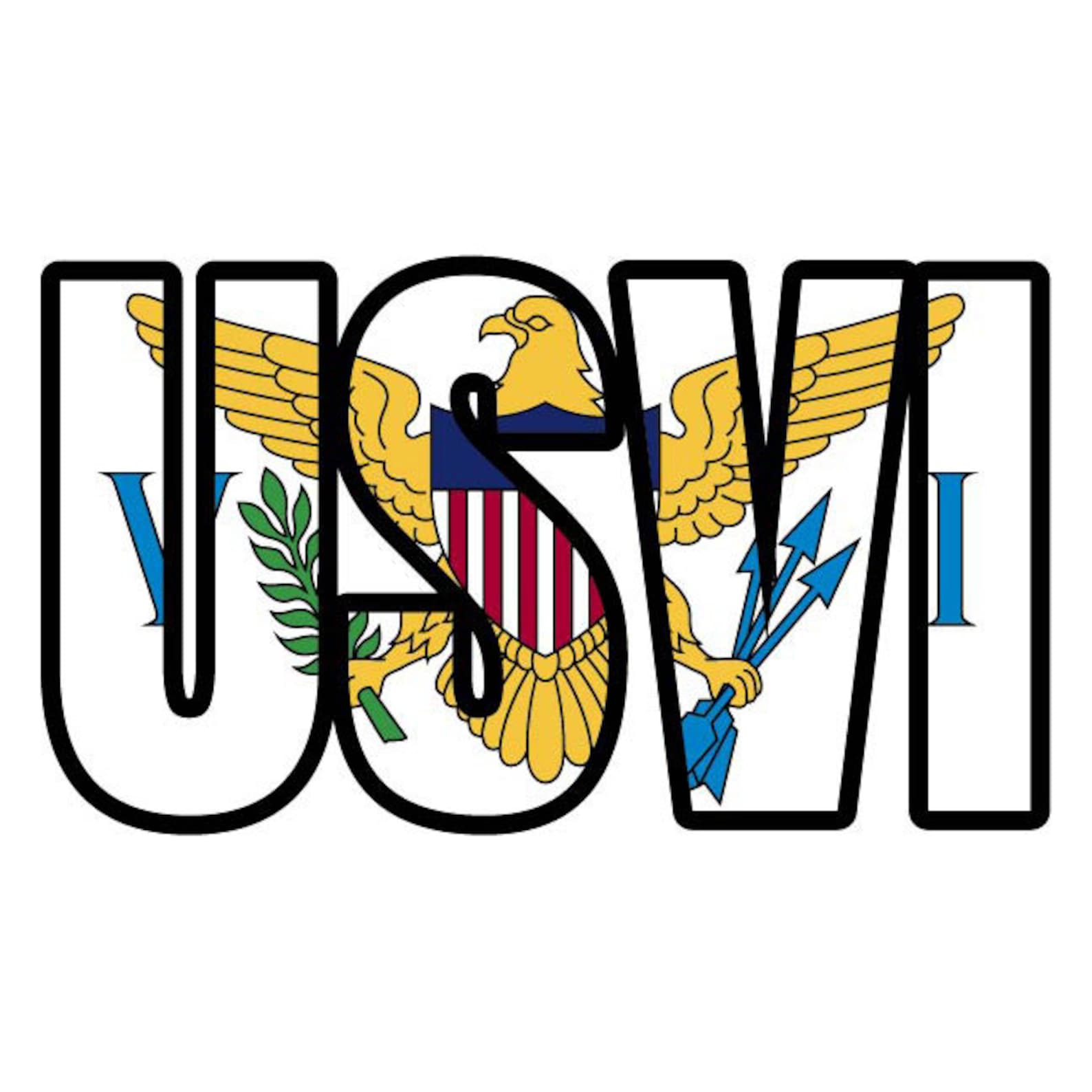 USVI Flag Text Word Art U.S. Virgin Islands Vector .eps, .dxf, .svg ...