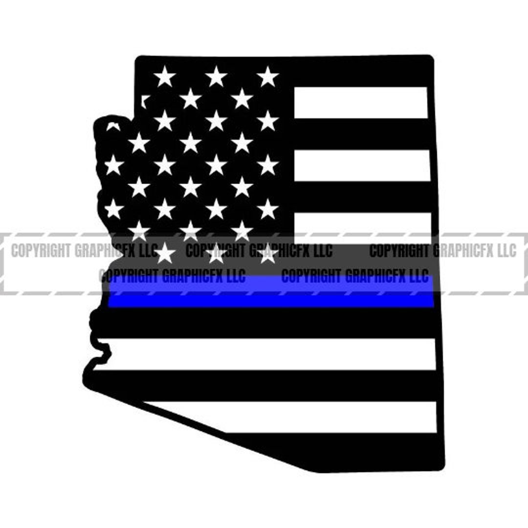 Thin Blue Line Arizona USA Flag State Outline Vector .eps, .dxf, .svg ...