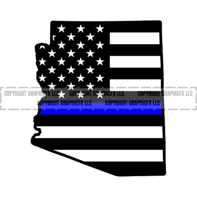 Thin Blue Line Arizona Flag Outline: Vector Graphic (digital Download ...