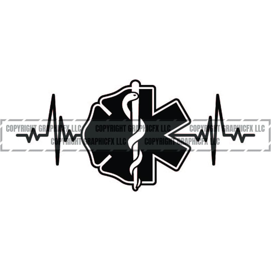 Fire Department EMT Ems Heartbeat Logo .eps, .svg, .dxf & 1 .png Vinyl ...
