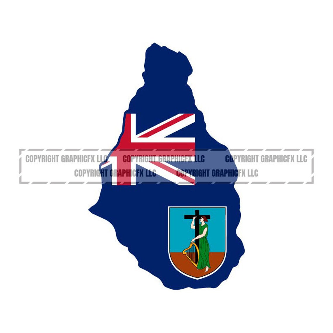 Montserrat Flag Shape Vector .eps, .dxf, .svg .png. Vinyl Cutter Ready ...