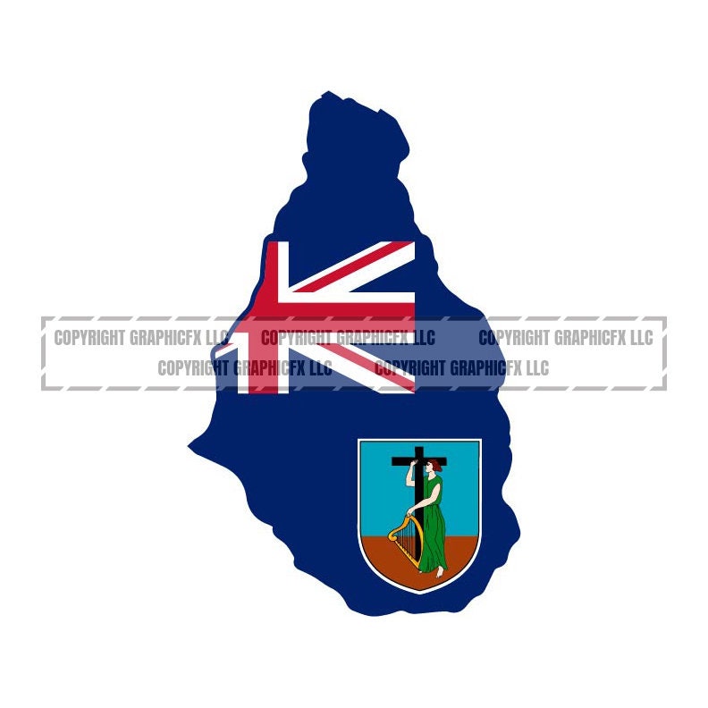 Montserrat Flag Shape Vector .eps, .dxf, .svg .png. Vinyl Cutter Ready ...