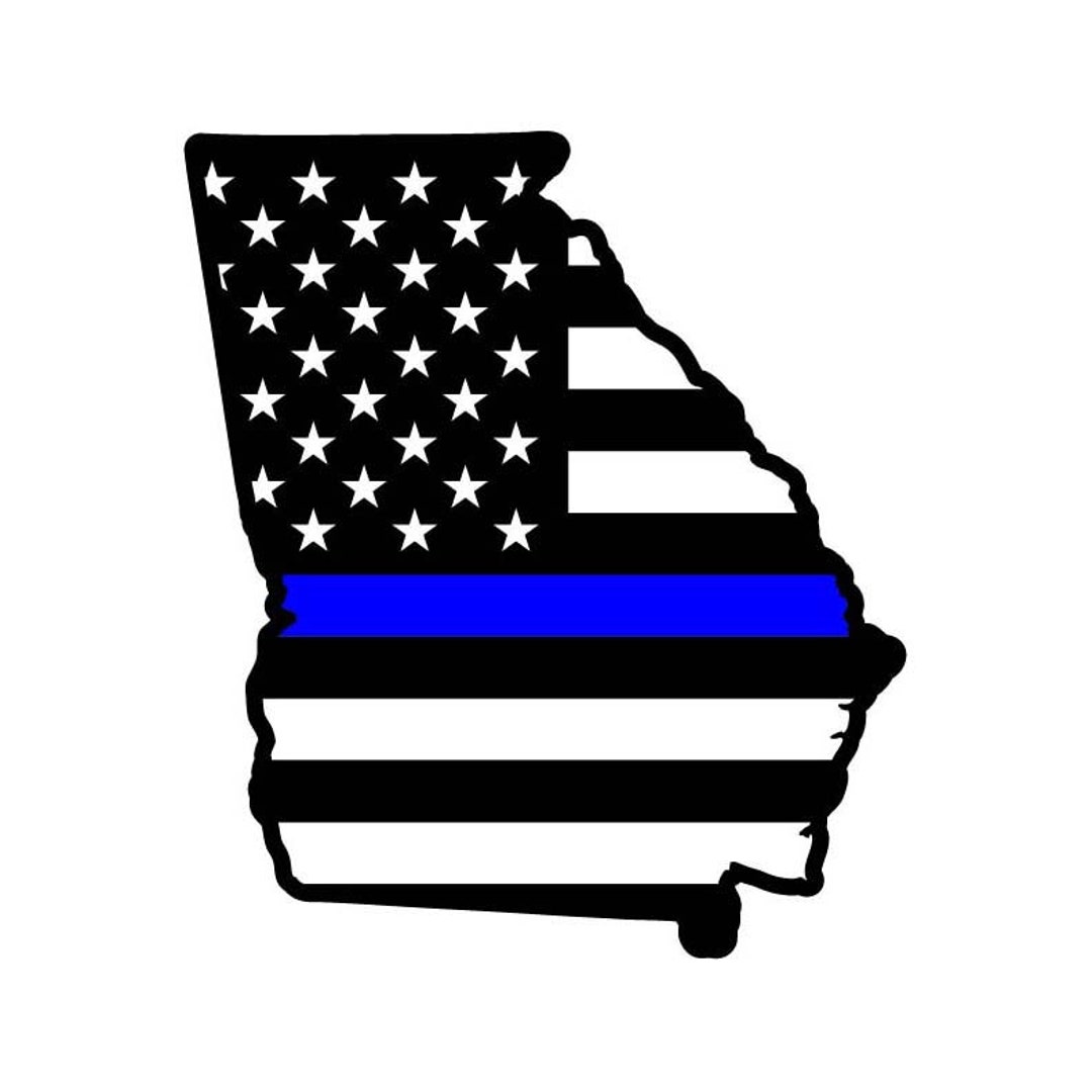 Thin Blue Line Georgia USA Flag State Outline Vector .eps, .dxf, .svg ...