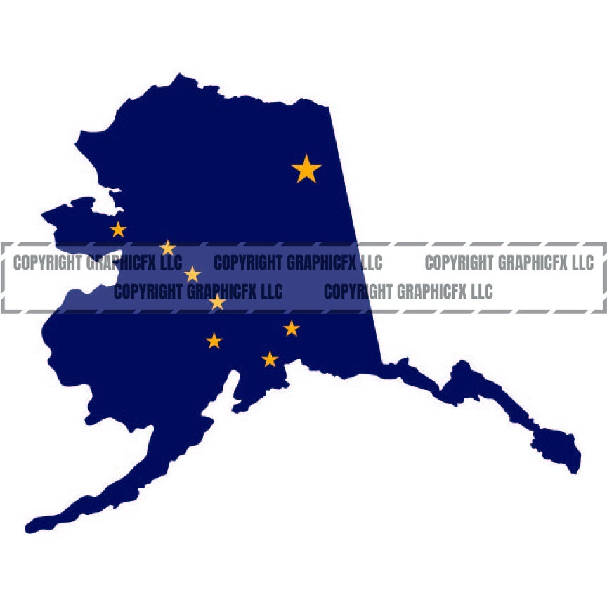 Alaska State Flag State Shape .eps, .dxf, .svg .png. Vinyl Cutter Ready ...