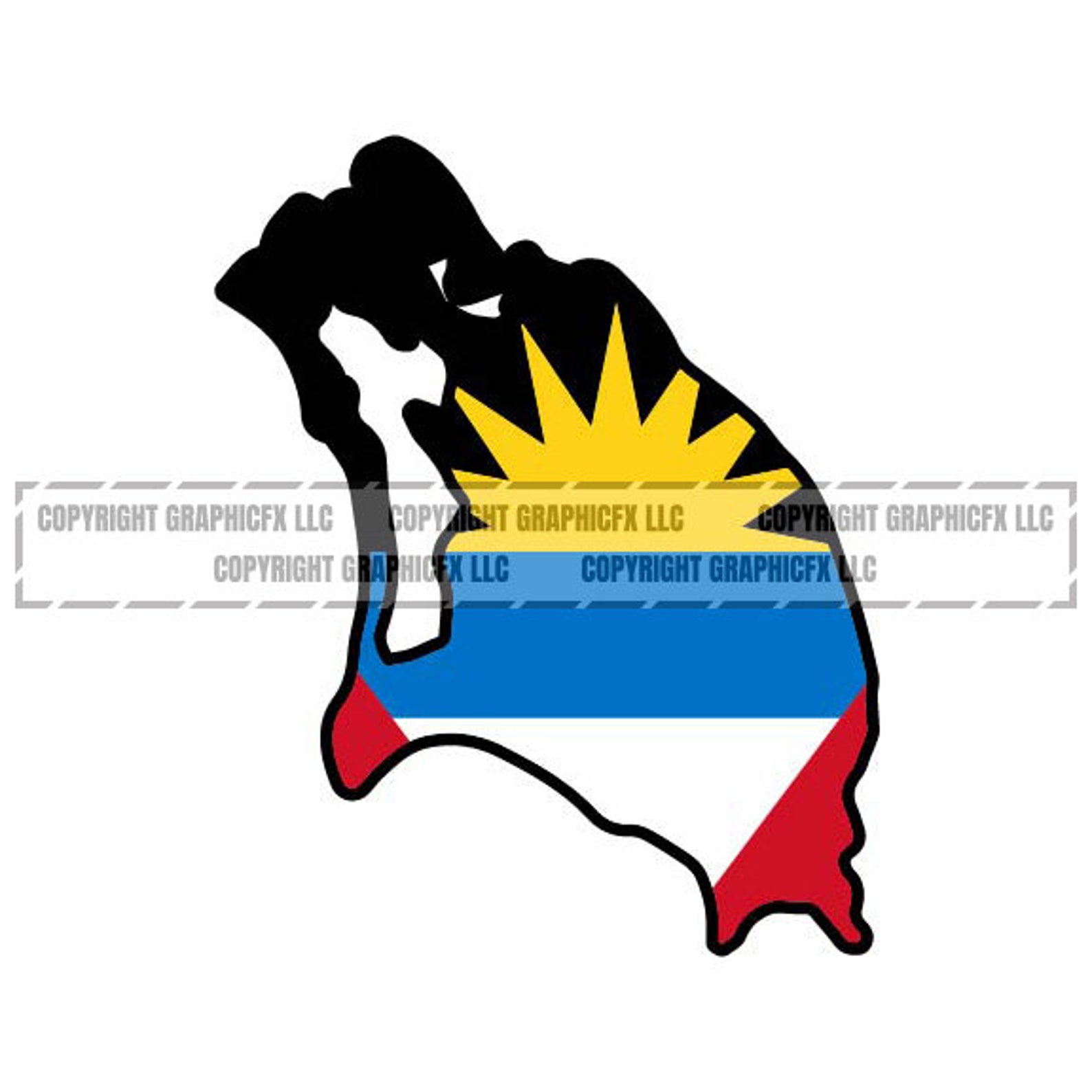Barbuda Flag Shape Vector .eps, .dxf, .svg .png. Vinyl Cutter Ready, T ...