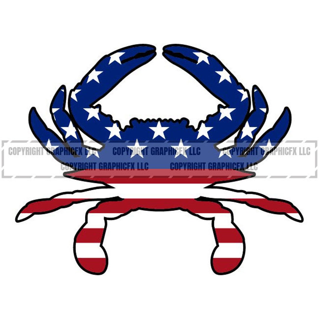 USA Flag Blue Crab Flag Digital Download Vector .eps, .dxf, .svg .png ...