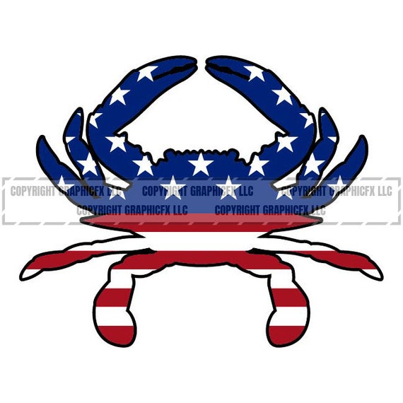 USA Flag Blue Crab Flag Digital Download Vector .eps .dxf | Etsy