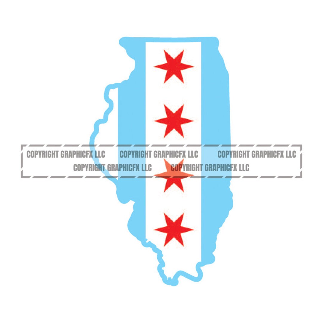 Chicago Illinois Flag Flags Vector .eps, .dxf, .svg .png. Vinyl Cutter ...