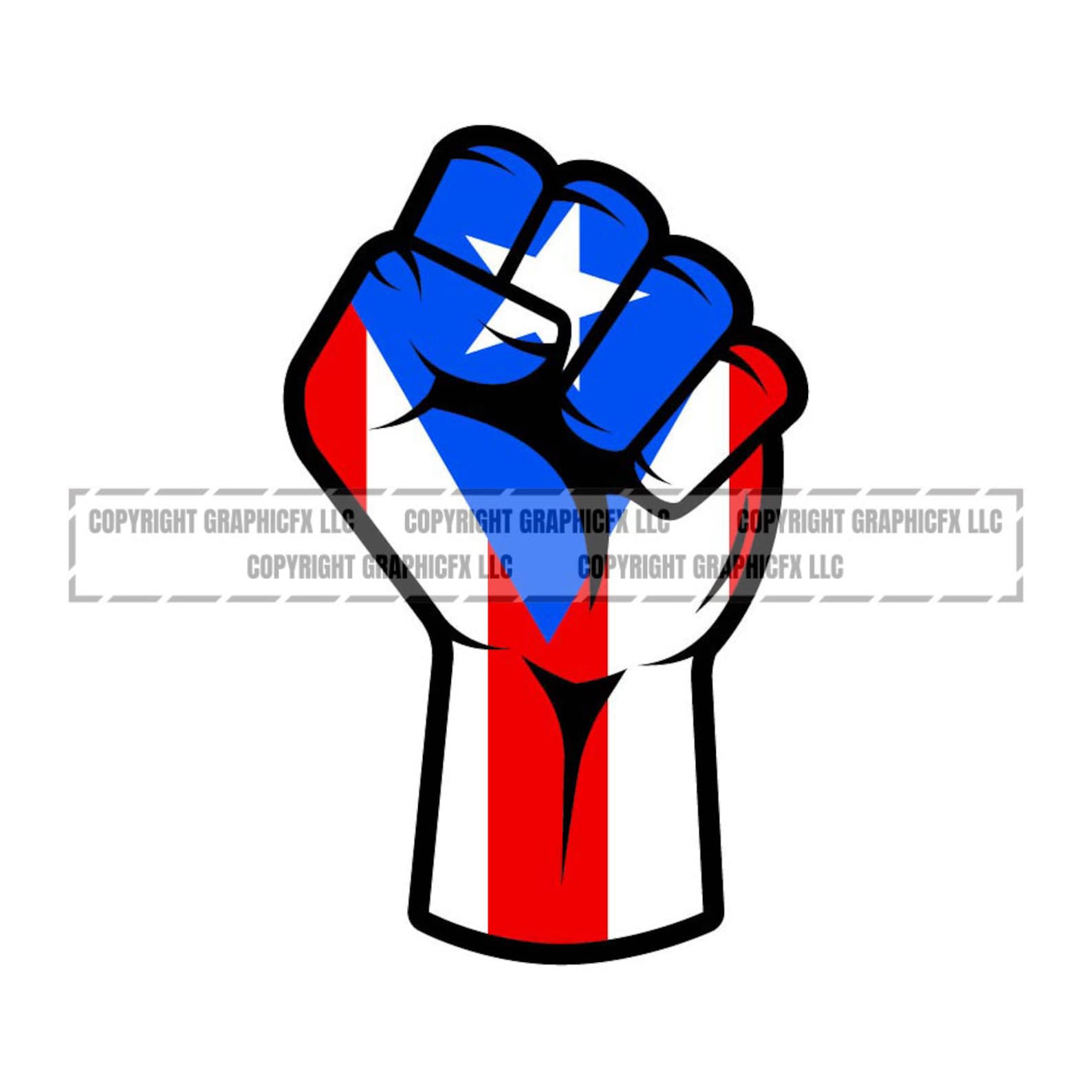 Puerto Rico Flag Pride Fist Vector Eps, Svg, Power, Unity, Vinyl Cutter ...