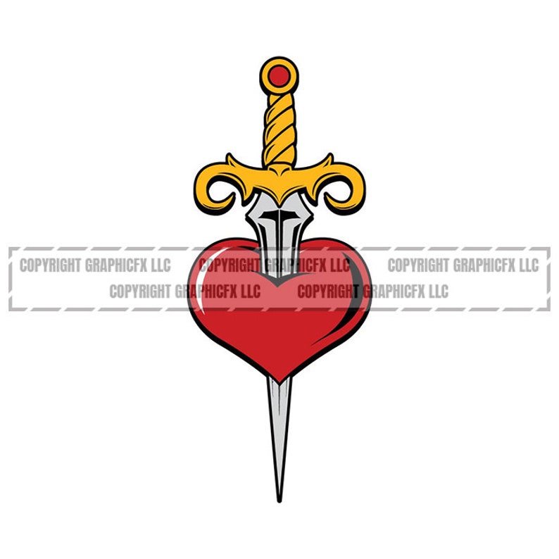 Heart & Dagger Tattoo Digital Download Vector .eps .dxf .svg - Etsy